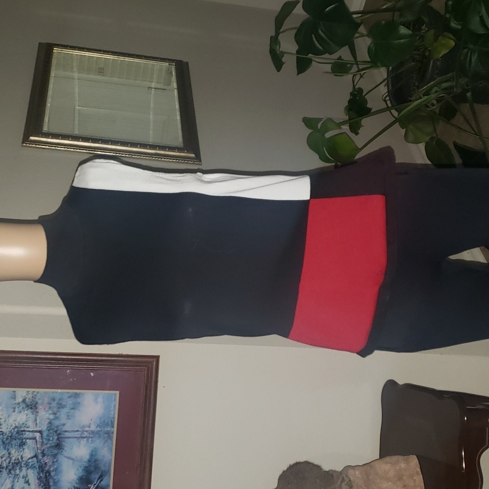 Talbots M 80s Colorblock Mock Neck Sleeveless Sweater… - Gem